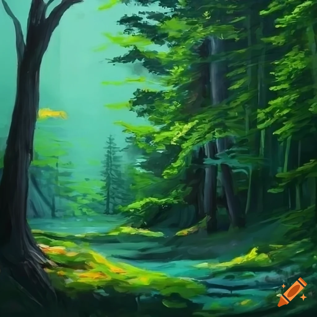 Forest painting on Craiyon