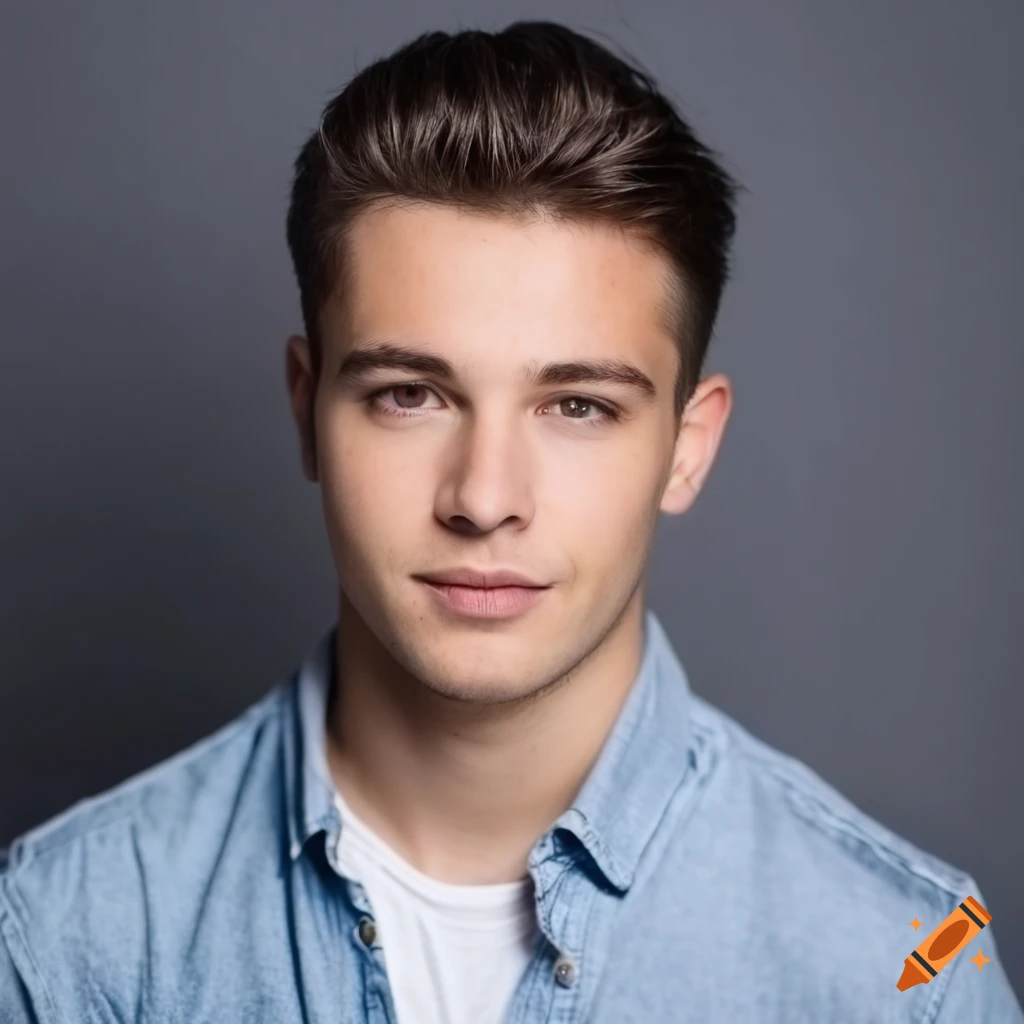 Headshot of a 23-year-old male with dark brown hair and light blue eyes ...