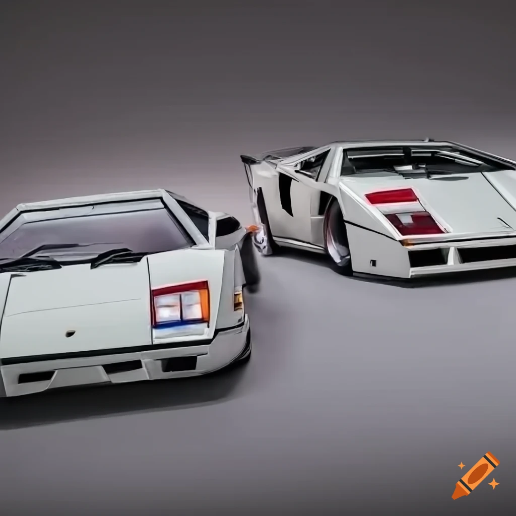 White Lamborghini Countach and Ferrari F40 in photorealistic 4k on Craiyon