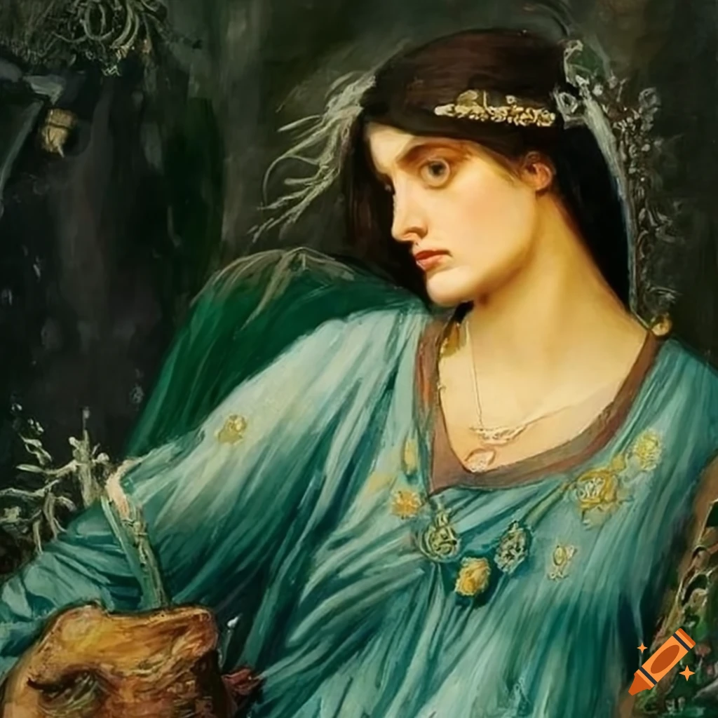 James William Waterhouse painting of a mythical Ukrainian Nyavka and an ...