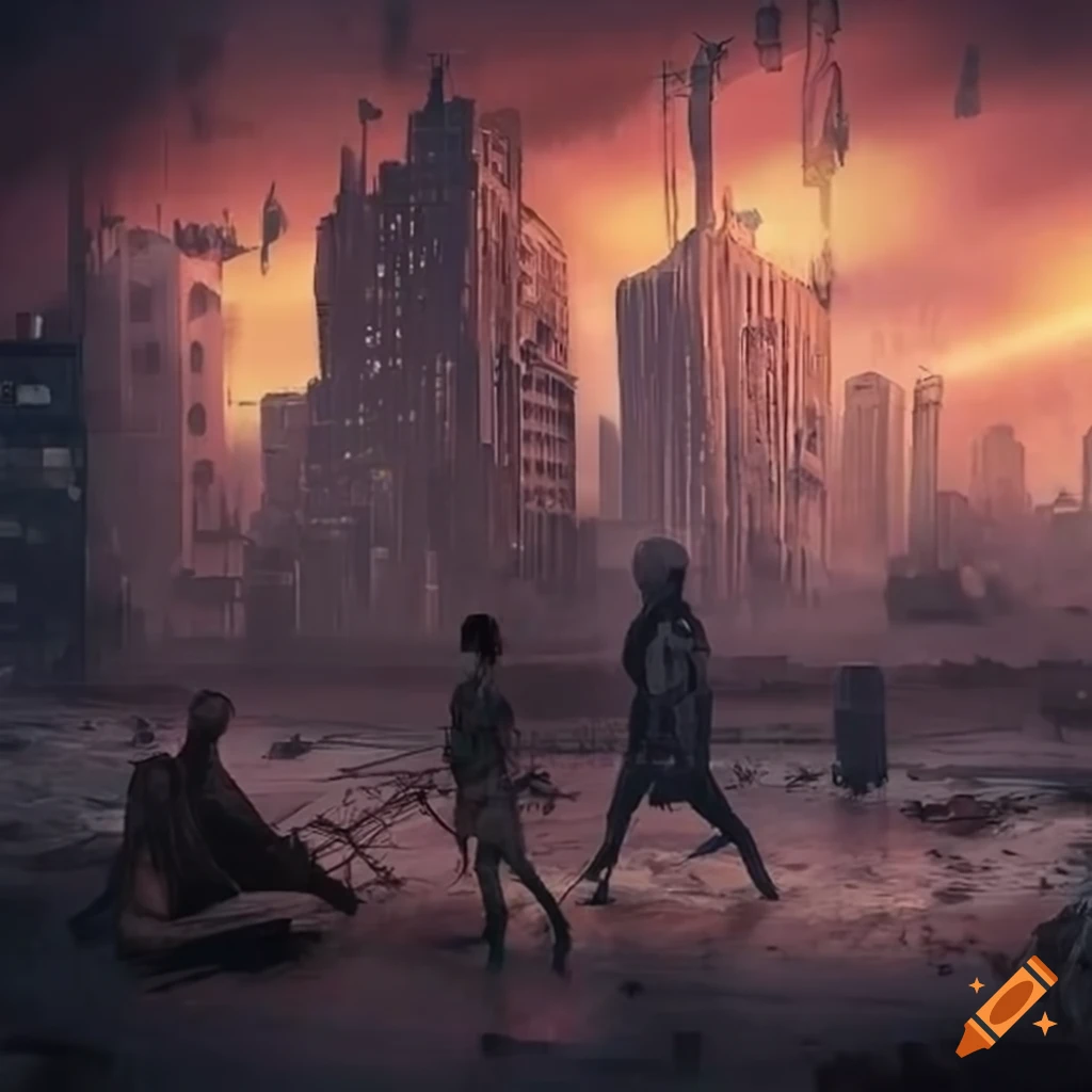 City in a post-apocalyptic era with deadly infection on Craiyon