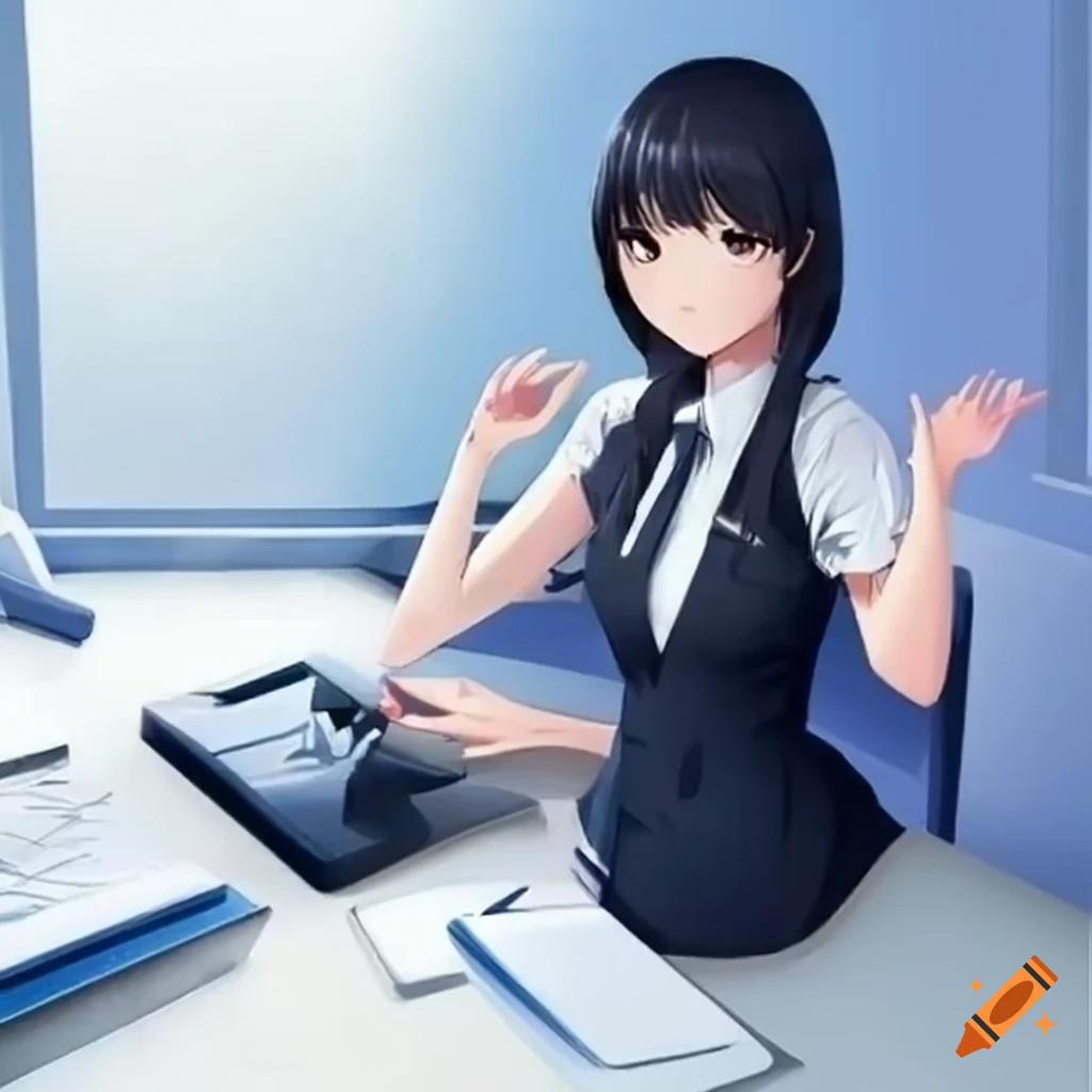 Anime female office worker on Craiyon