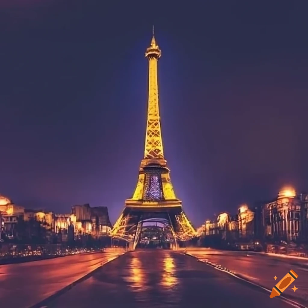 Romantic night glow in Paris, the city of lights on Craiyon