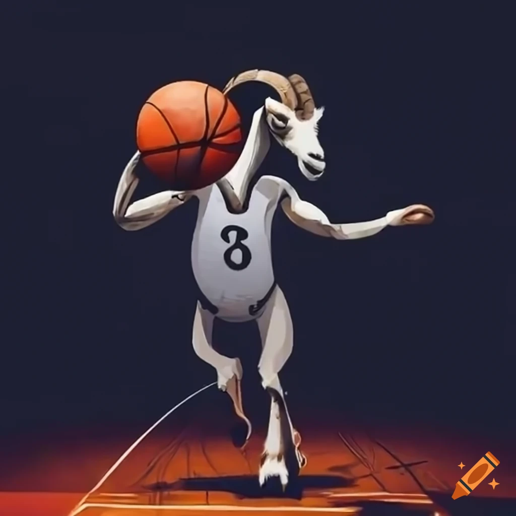 Goat playing basketball with number 3 on Craiyon