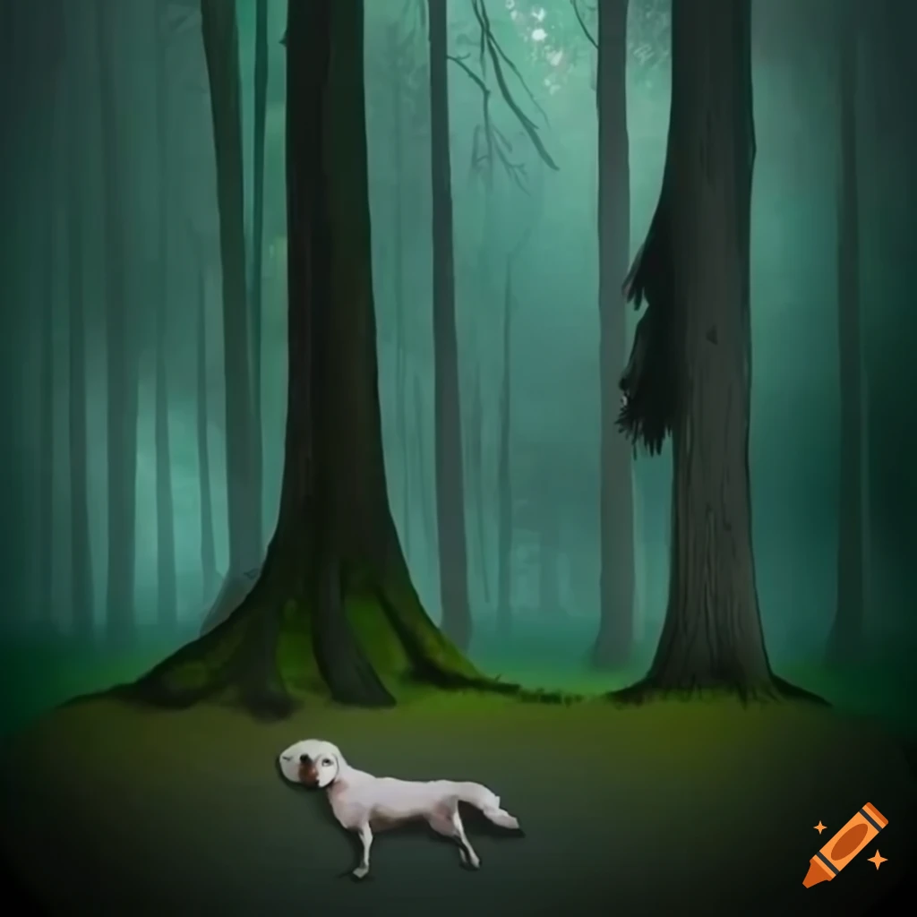 Enchanted forest with a majestic Black Labrador Retriever under the ...