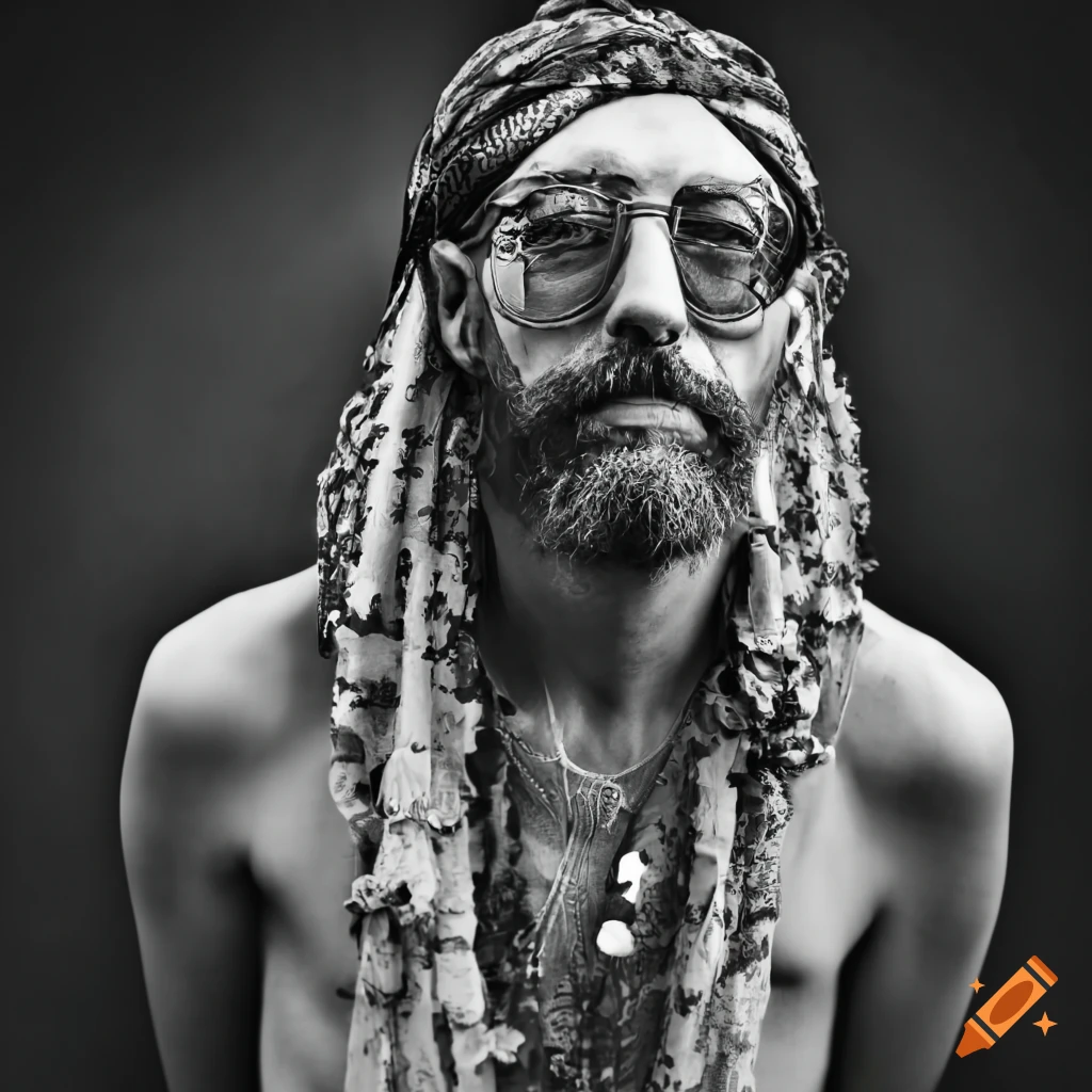 Hippie man standing on Craiyon