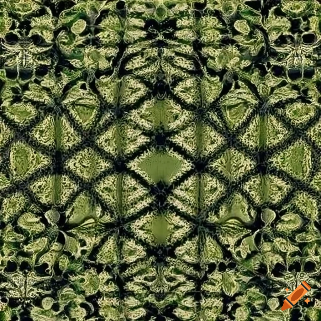 Intricate olive green patterns on Craiyon