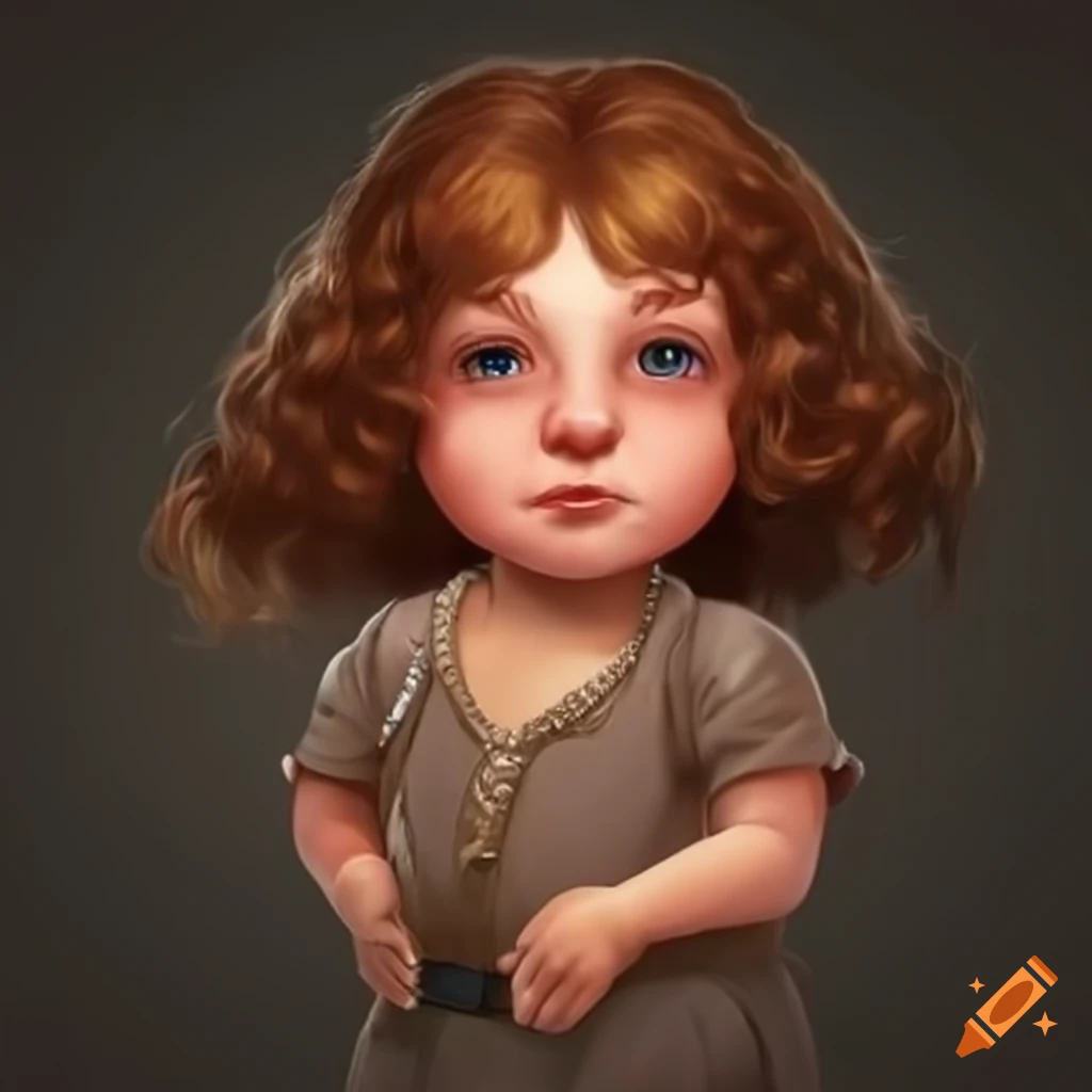 Dwarf child with brown hair on Craiyon