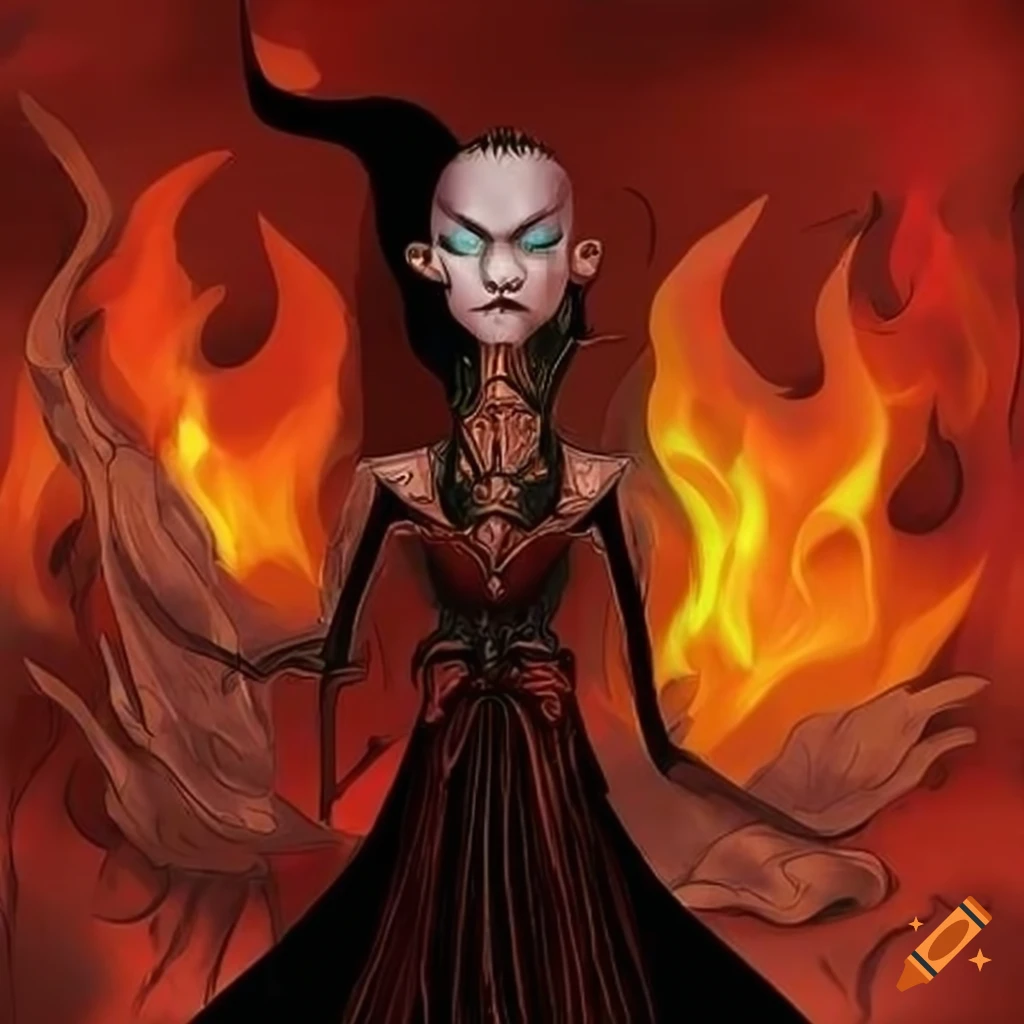 Surrealist fire lord artwork on Craiyon