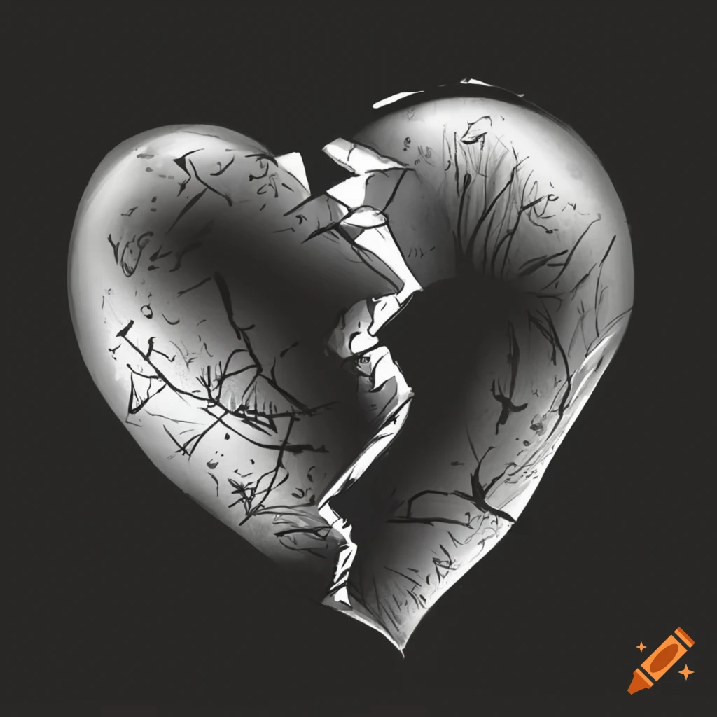 Illustration of a broken heart and tears on Craiyon