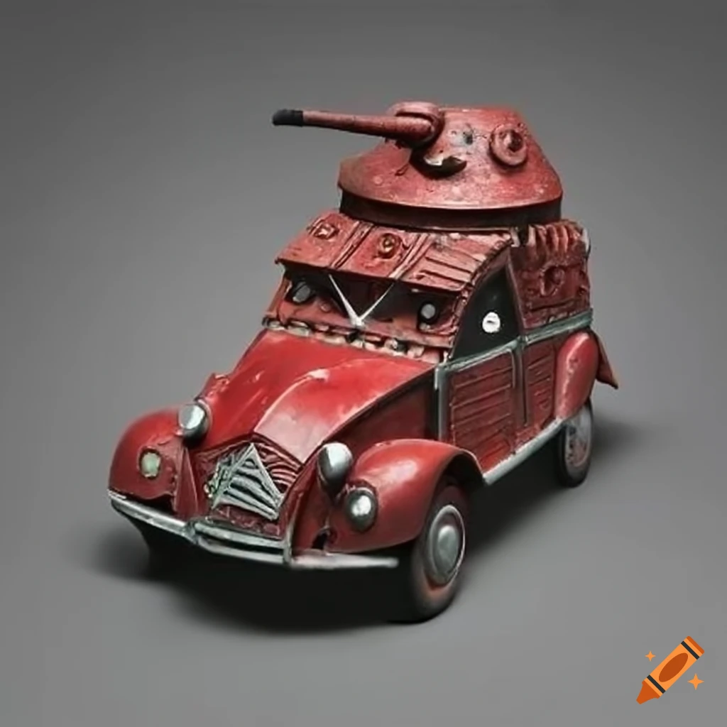 Modified citroën 2cv with tank turret and cannon on Craiyon