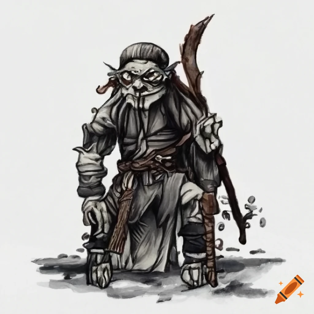 Dnd themed drawing of a goblin lord on Craiyon