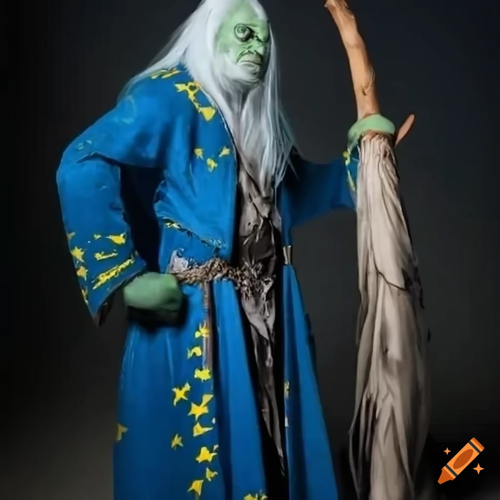 Half orc creature with wizard robe and distinct features on Craiyon