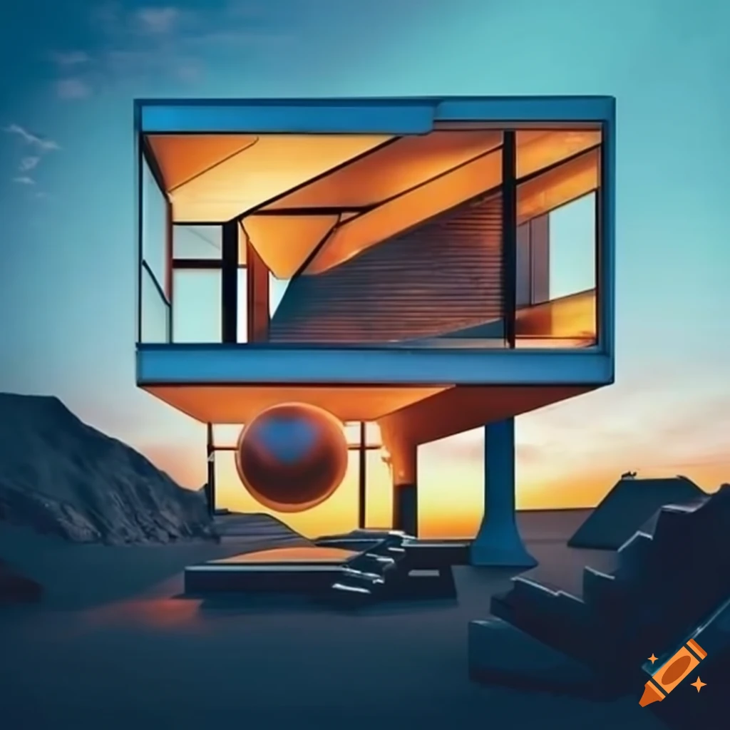 Modern house with impossible architecture on Craiyon