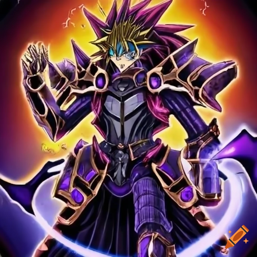 Brave and skillful wizard in intricate armor inspired by yu-gi-oh style ...