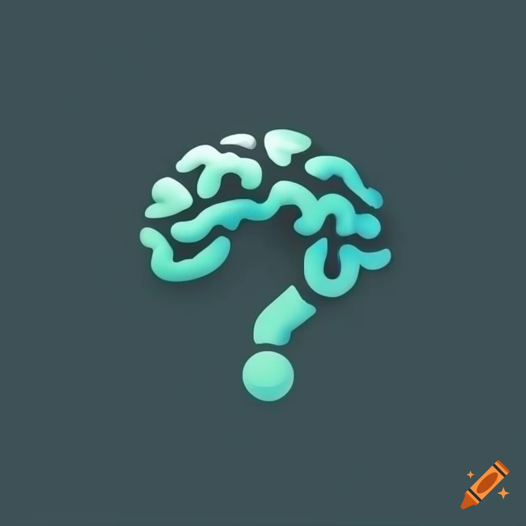 Minimalistic logo of a question mark shaped brain on Craiyon