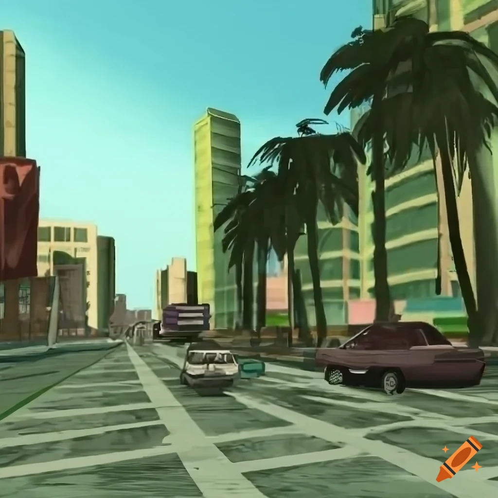 Gta vice city landscape on Craiyon