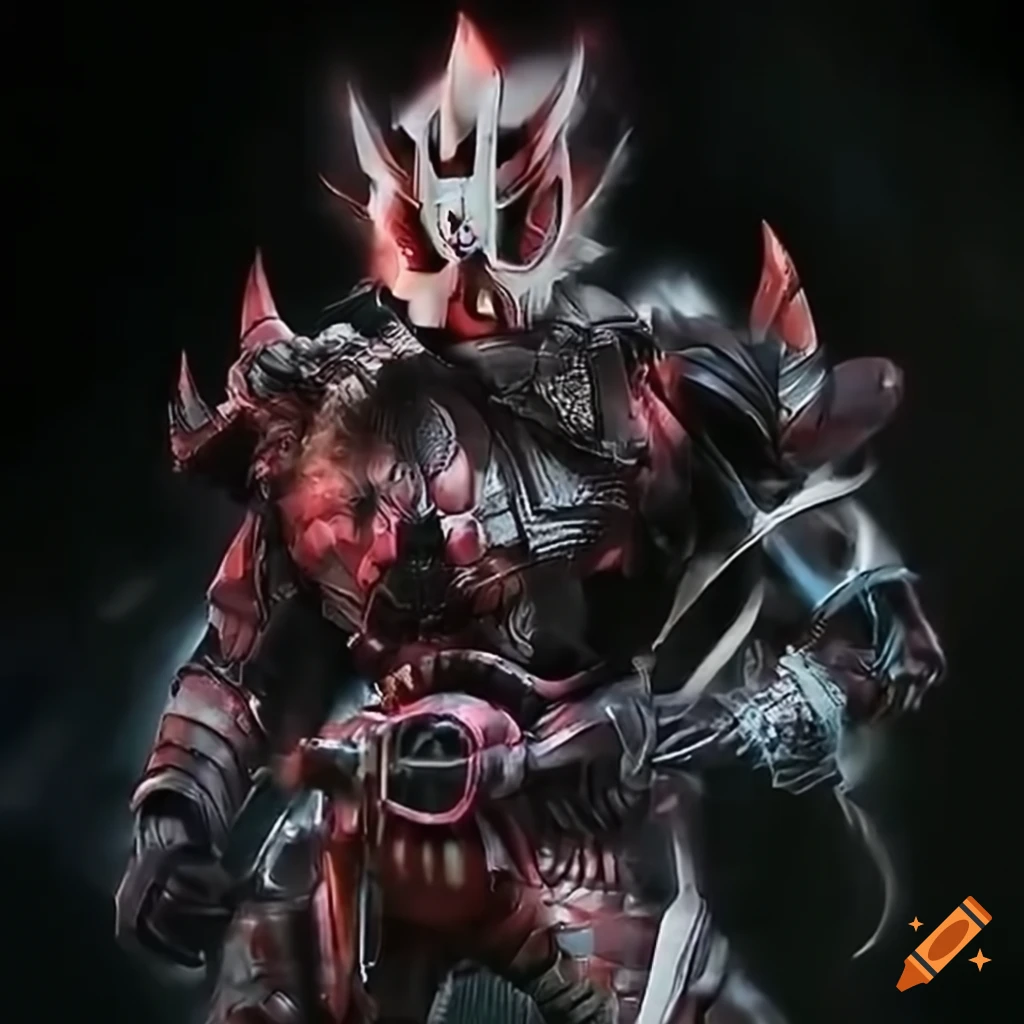 Mongolian war demon resembling kamen rider on Craiyon