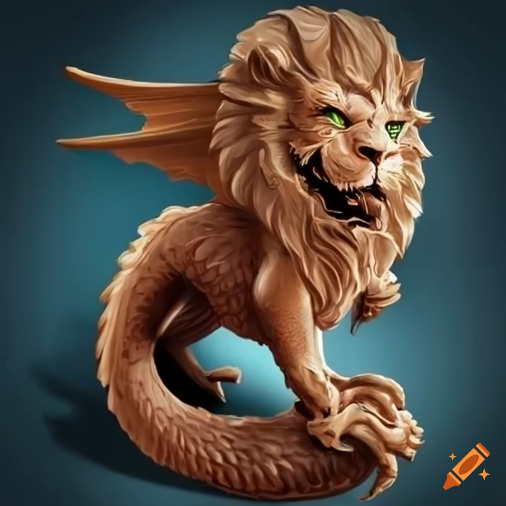 Brown mythical lion dragon creature on Craiyon