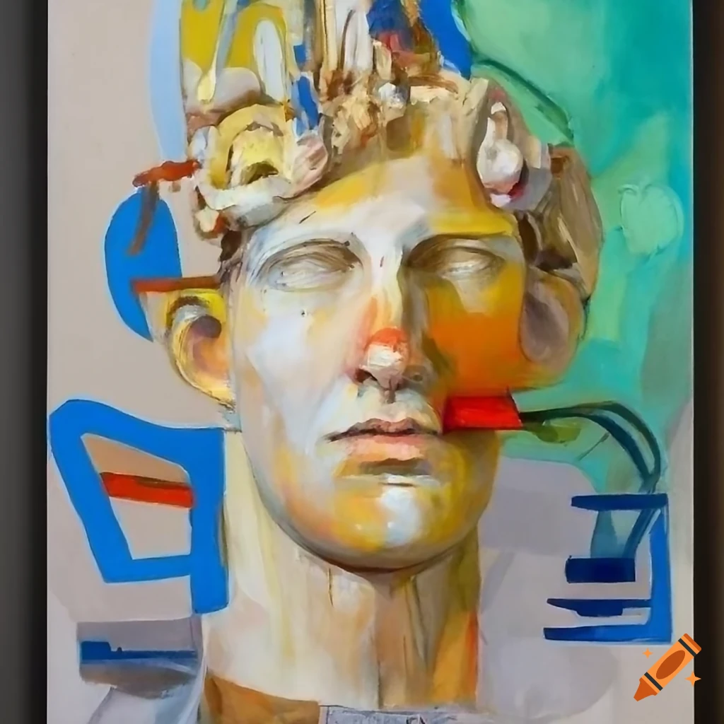 Greek gods bust painting by albert oehlen inspired by adrian ghenie on ...