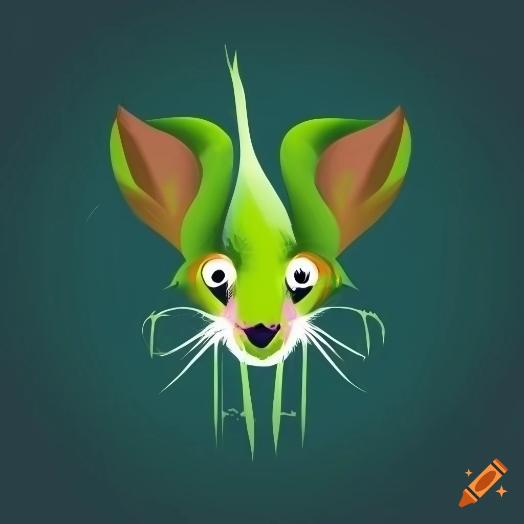 Detailed green jerboa logo for wildlife photography website on dark ...