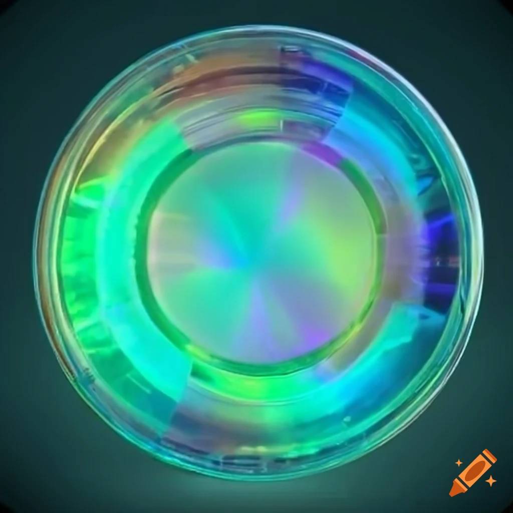 Holographic transparent blue green coin on Craiyon