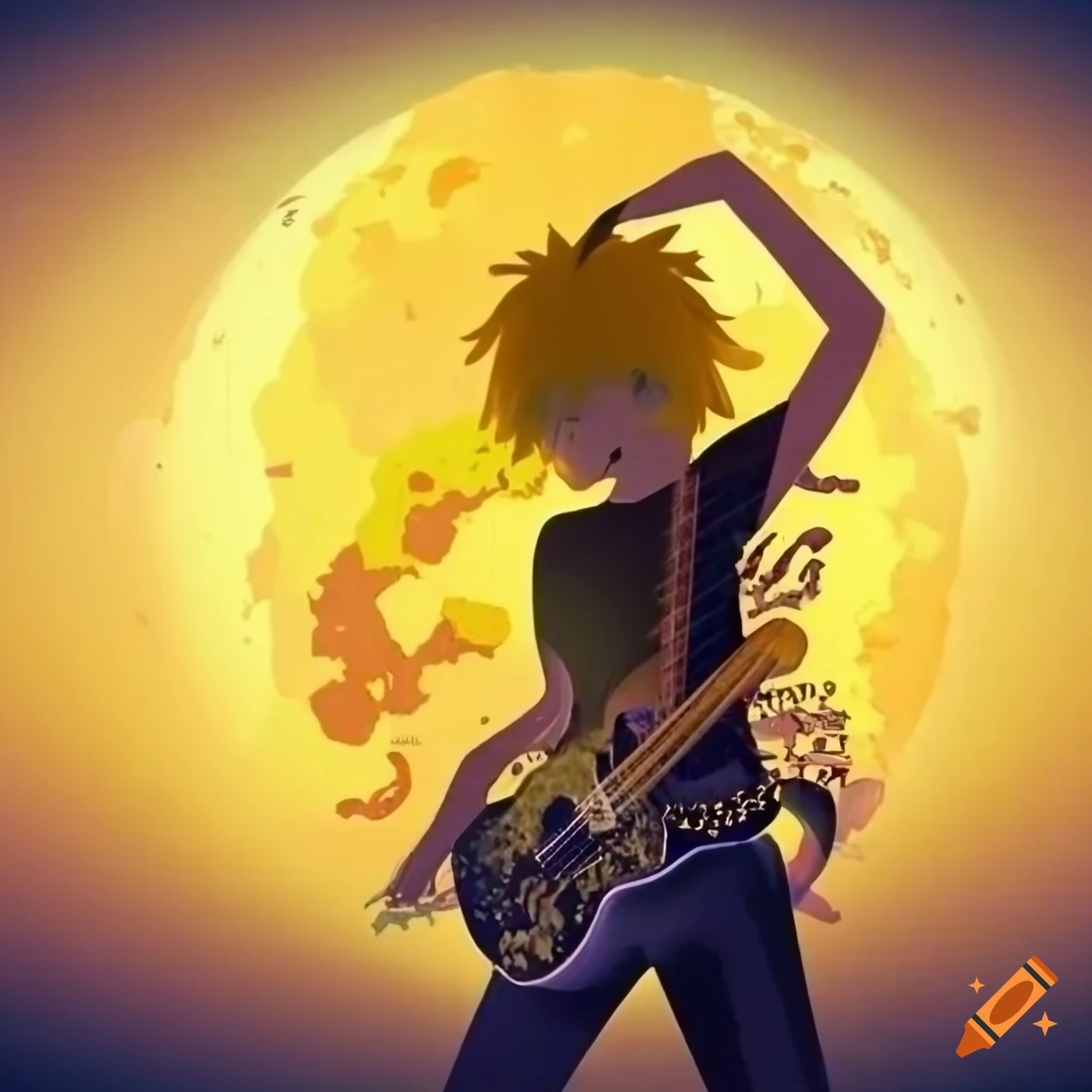 Yellow world map and guitar on Craiyon