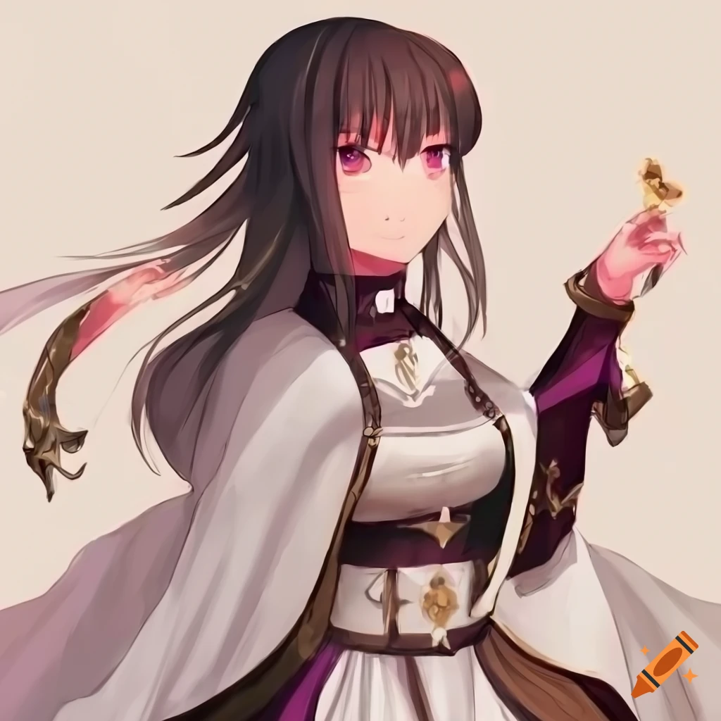 Full view anime-style female saint priest on Craiyon