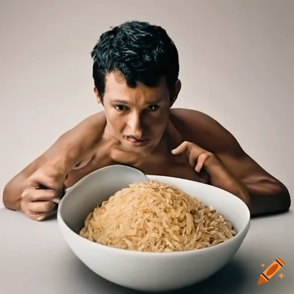 Man trying rice on Craiyon