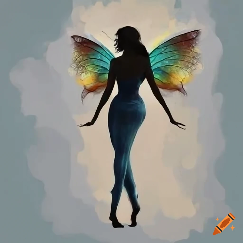 Full body fairy silhouette in jeans on Craiyon