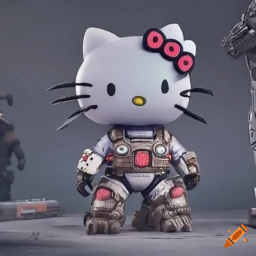 Hello kitty in space armor suit inspired by gears of war game on Craiyon