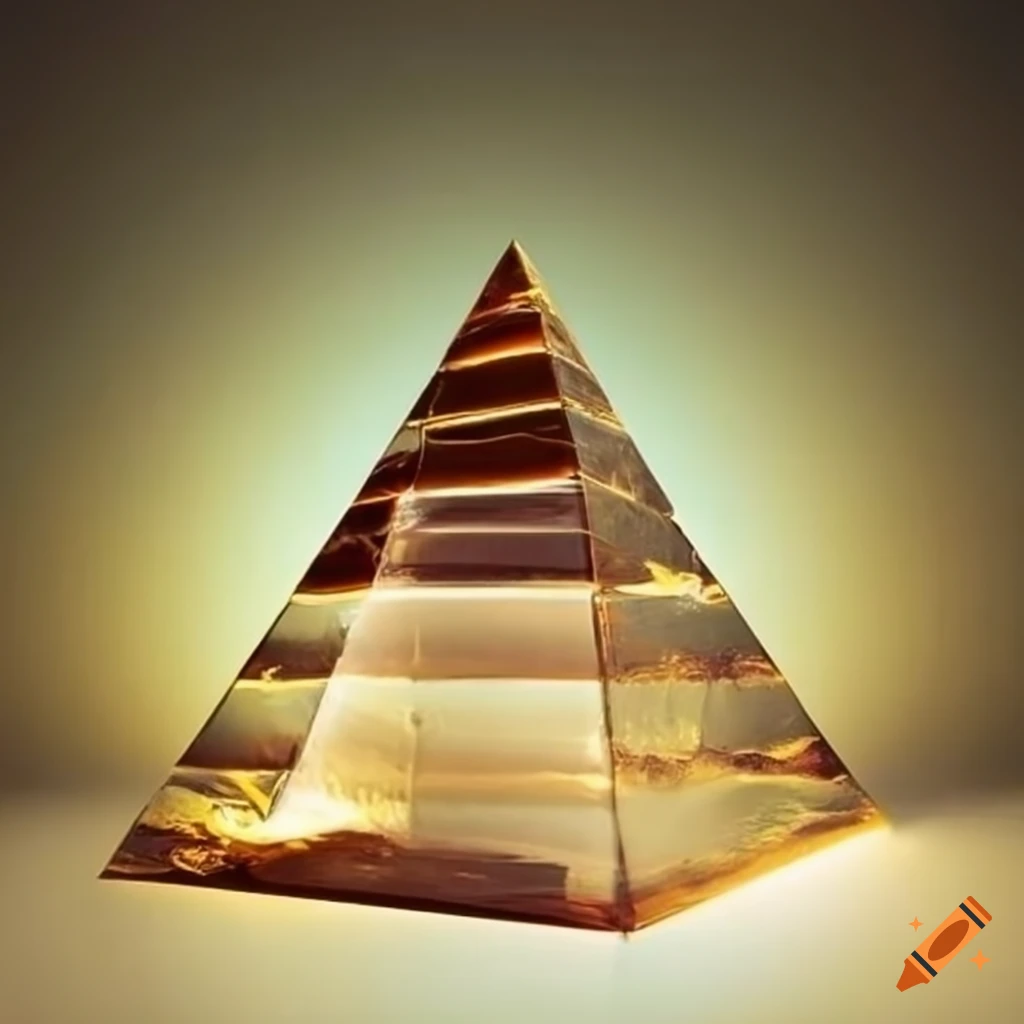 Glass pyramid reflecting the sun in the desert on Craiyon