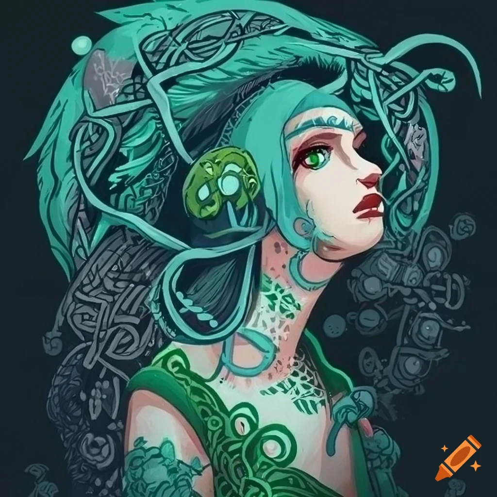 Illustration of mythical Ukrainian Nyavka and Irish Selkie with Celtic ...