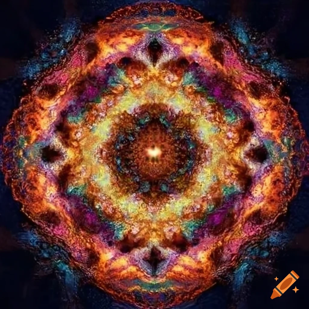 Complex dmt visual artwork on Craiyon