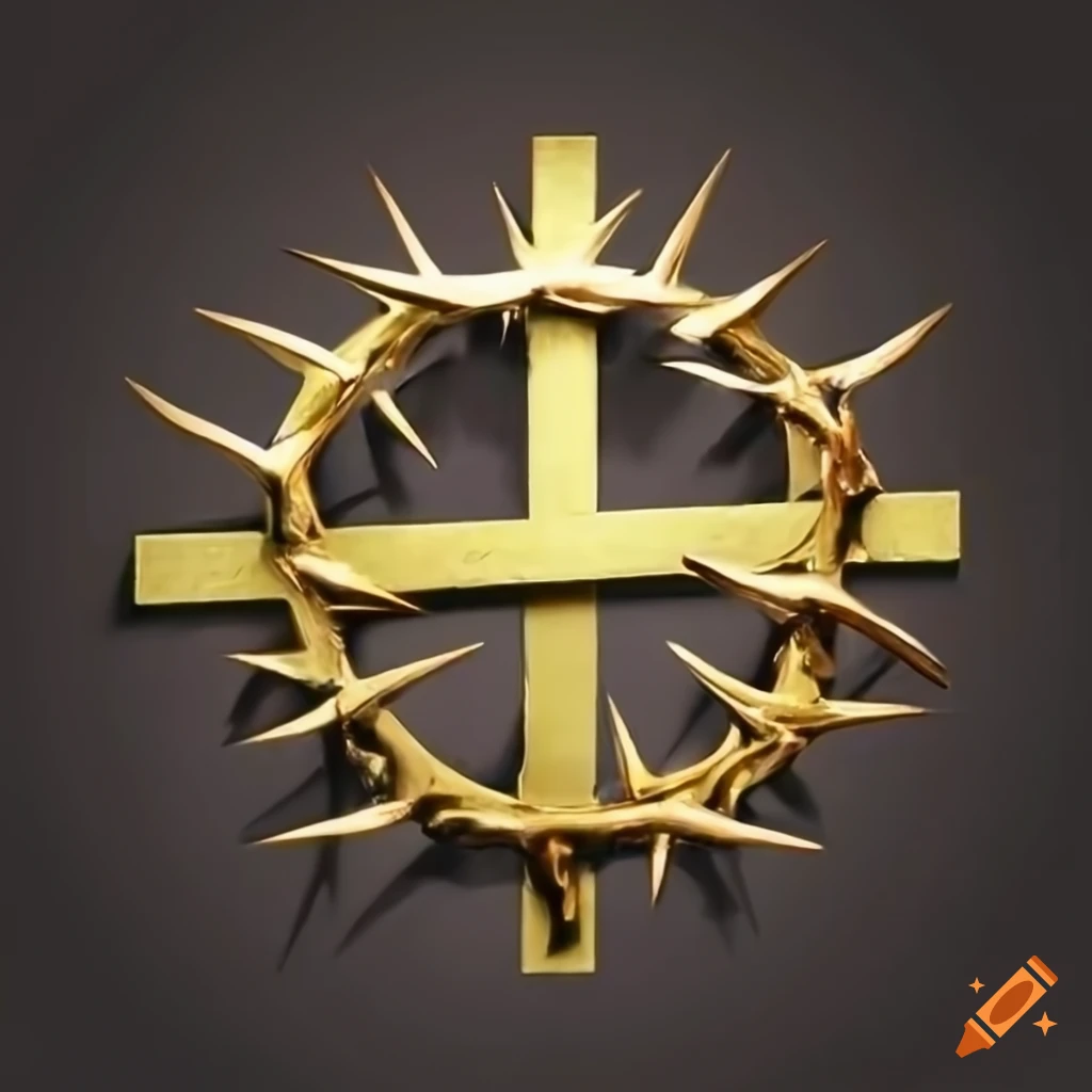 Golden crown of thorns with cross symbol in a christian context on Craiyon