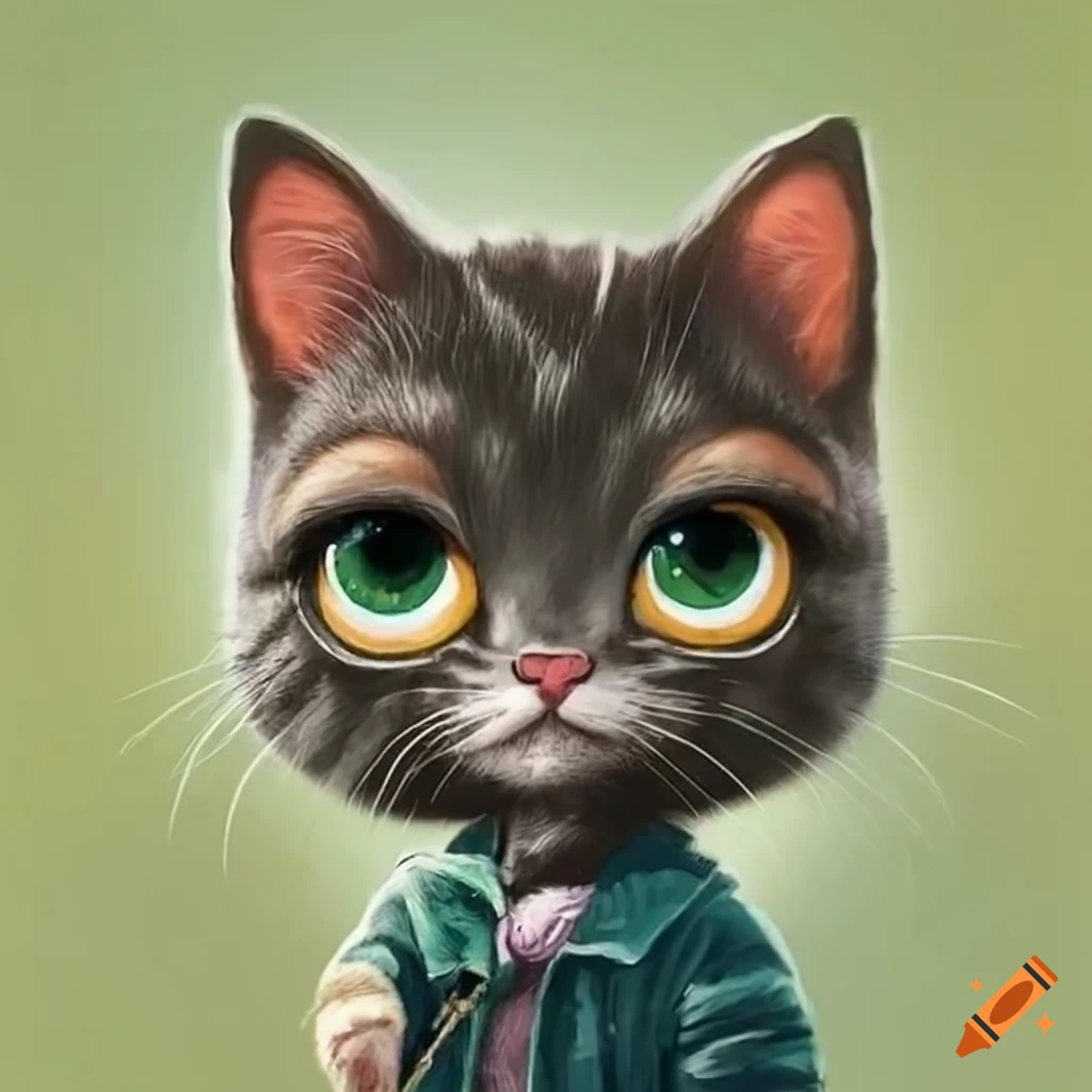 Adorable cat character with stripes and big eyes in Mariana Ostanik and ...