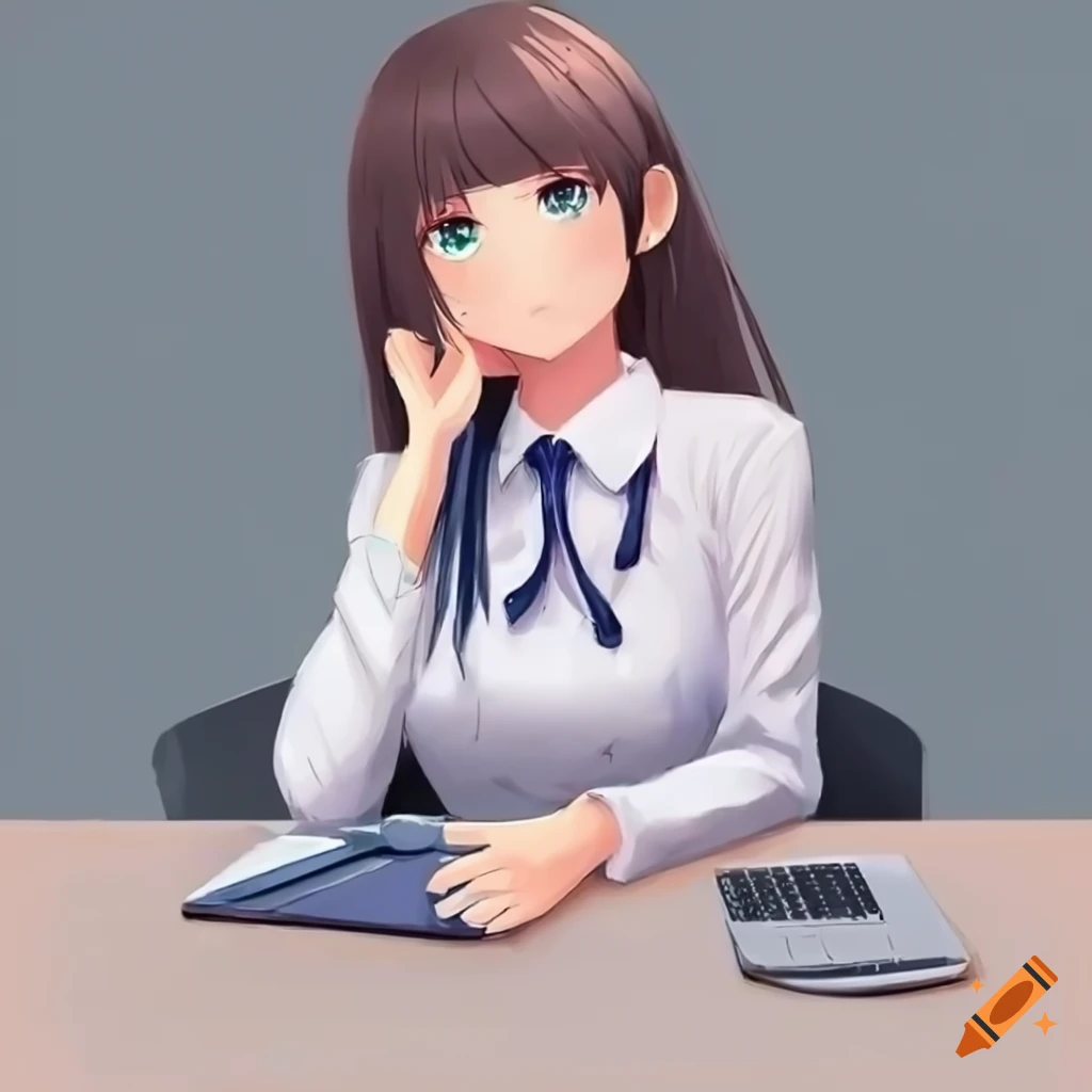 Detailed anime character of a professional woman in an office setting ...