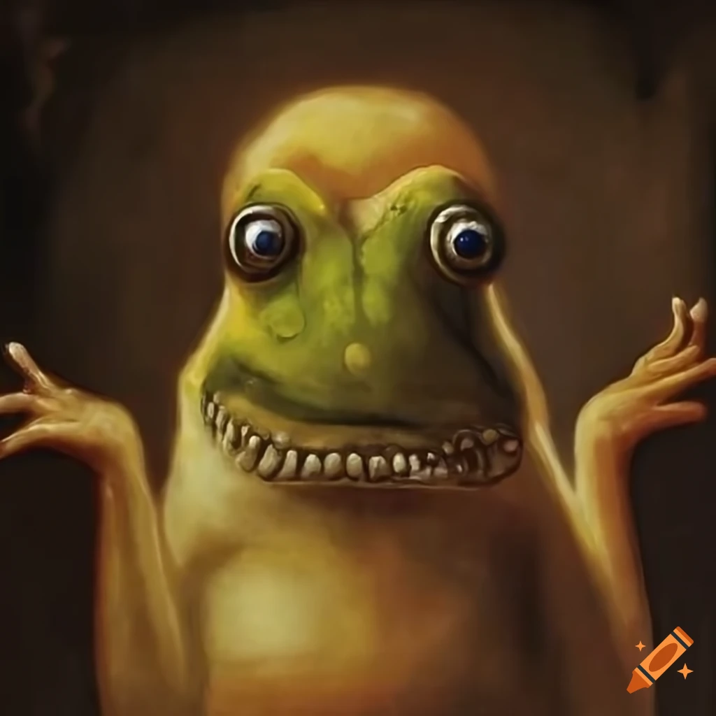 Medieval painting of a monstrous frog on Craiyon