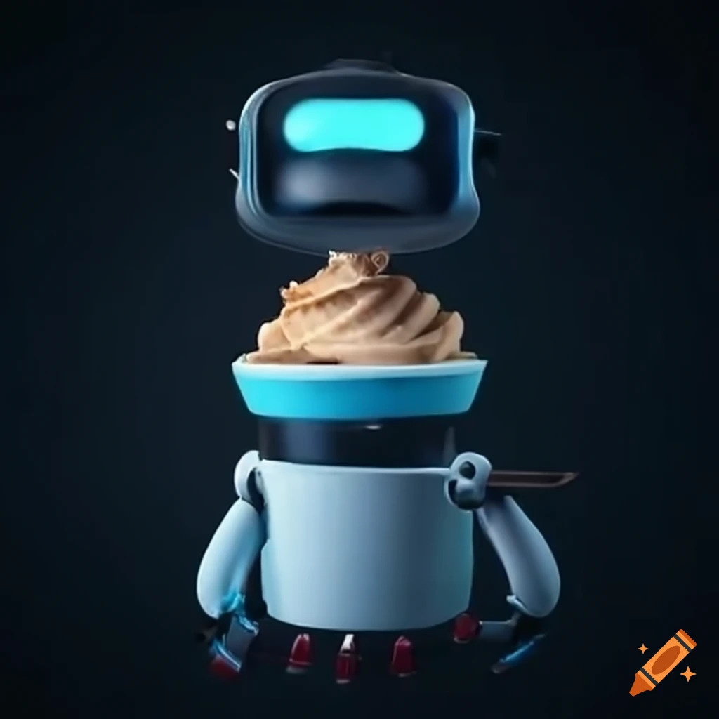 Robot serving soft serve ice cream on Craiyon