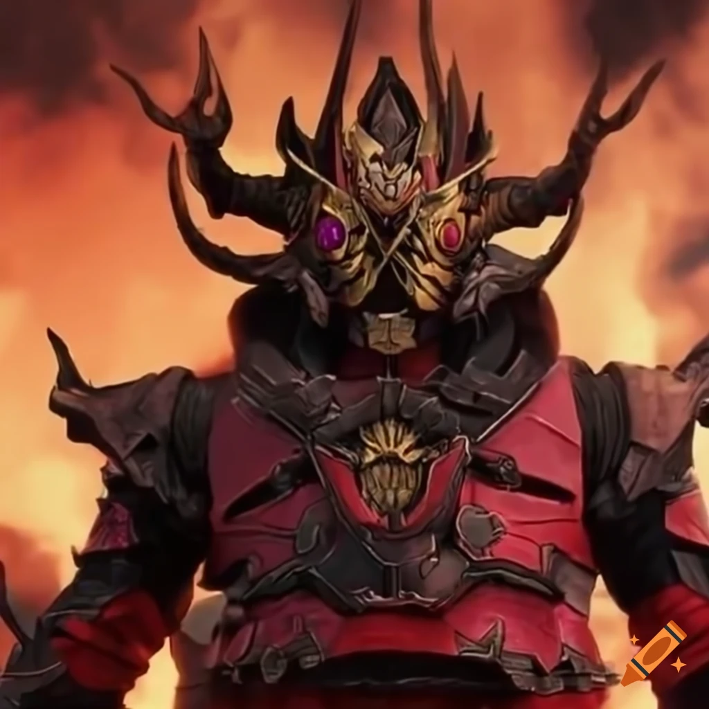 Kamen rider with a mongolian war demon appearance on Craiyon