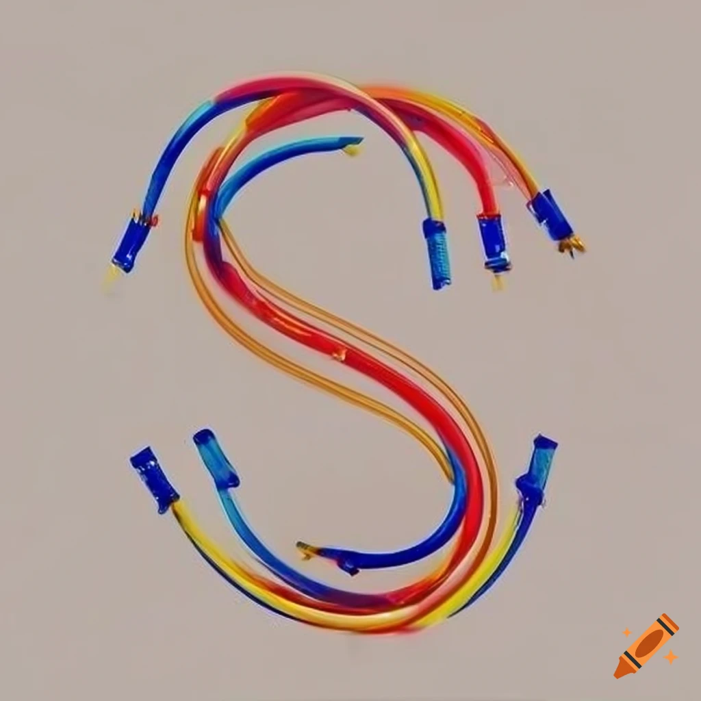Wire art forming the letter s with red, blue, and yellow wires on Craiyon