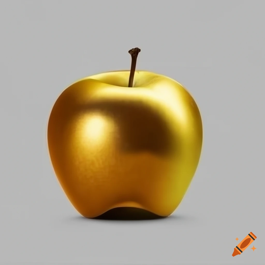 Elegant golden apple on a white background on Craiyon