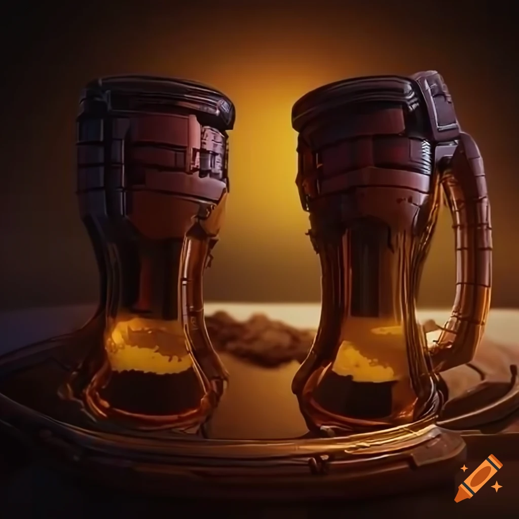 Sci-fi beer cinematic render in digital art on Craiyon
