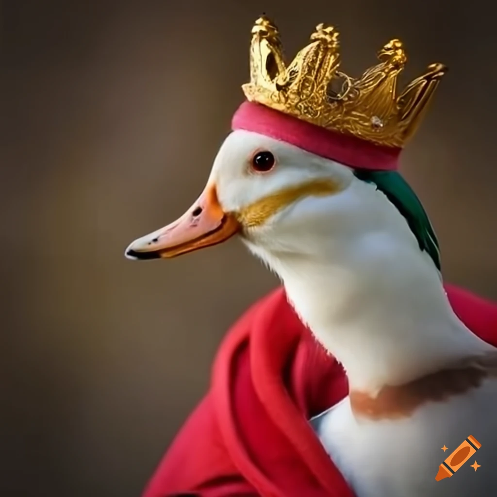 Duck wearing a crown and a red robe on Craiyon