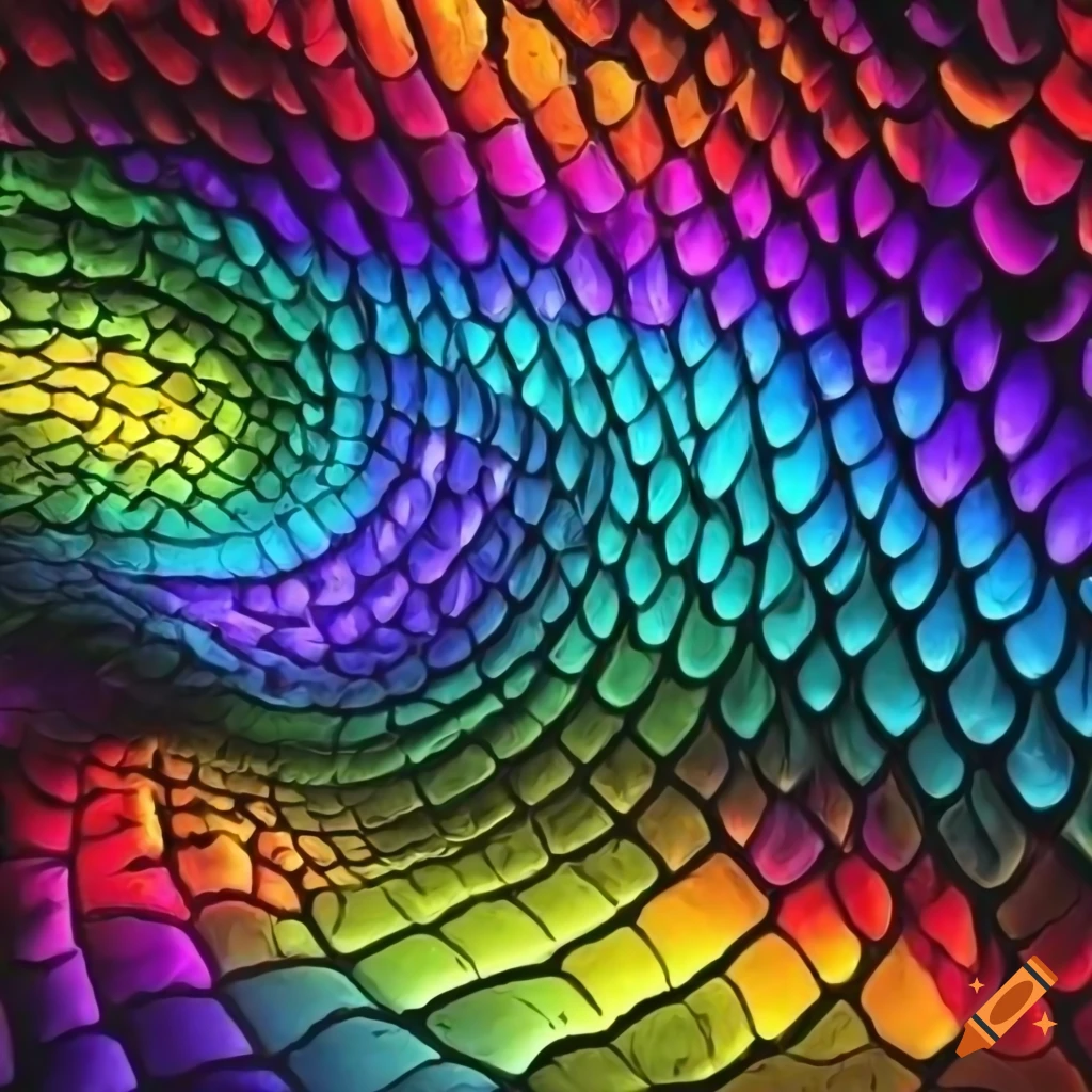 Colorful rainbow snake scales background on Craiyon