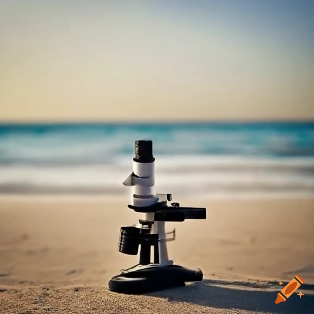 Microscope alone on a beach on Craiyon