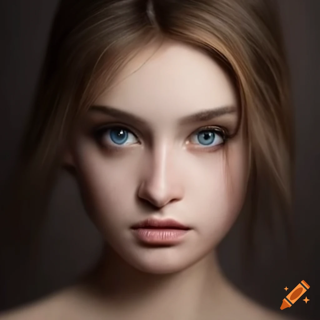 Realistic portrait of a beautiful girl on Craiyon