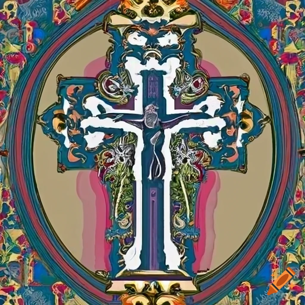 Symmetrical HD logo design with a saint motif on Craiyon