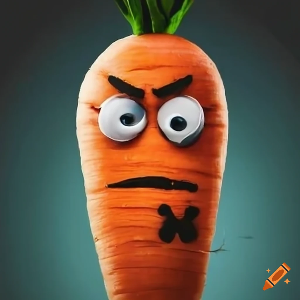 Fierce-looking angry carrot on Craiyon