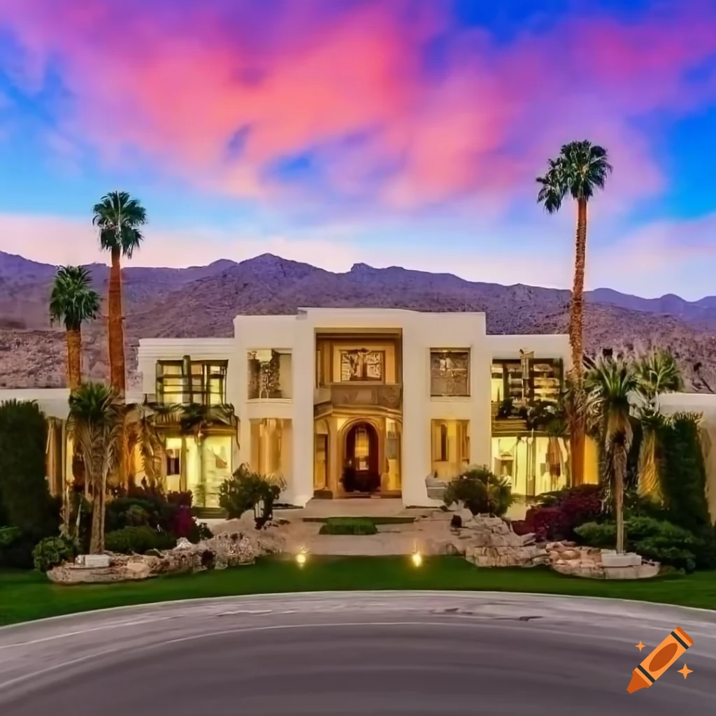 Majestic california mega-mansion in palm springs with mountain backdrop ...